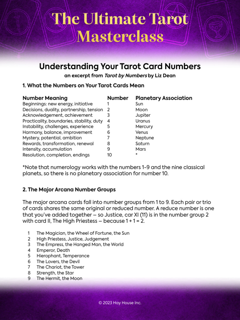 Understanding Your Tarot Card Numbers | PDF