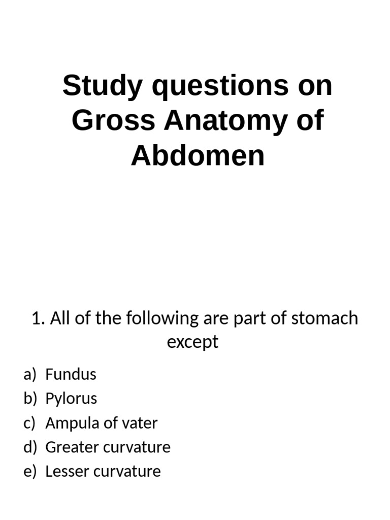 Study Questions MLM Datti | PDF | Peritoneum | Stomach