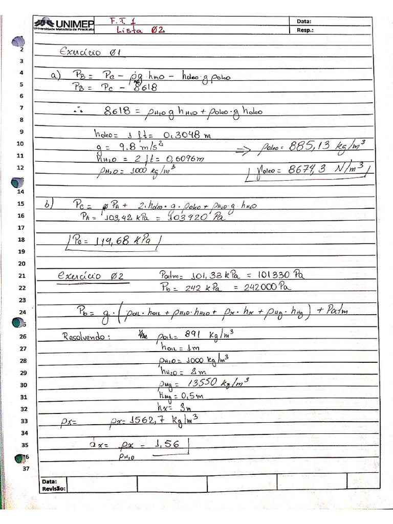 Lista 02 Gabarito | PDF