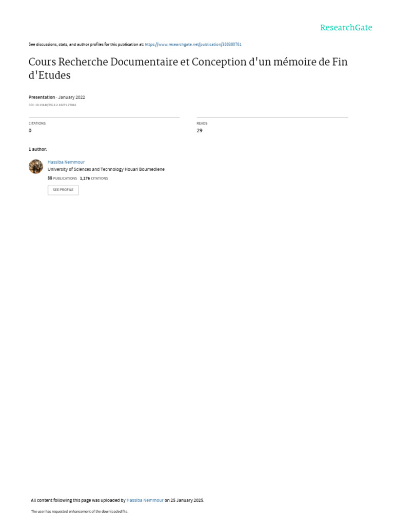 Cours sur la Recherche Documentaire PFE | PDF | Microsoft Word ...