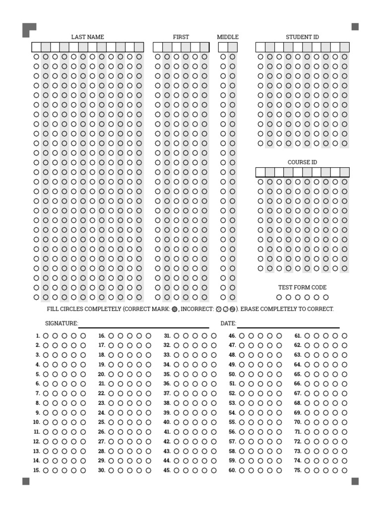 Multiple Choice Sheet 75q | PDF
