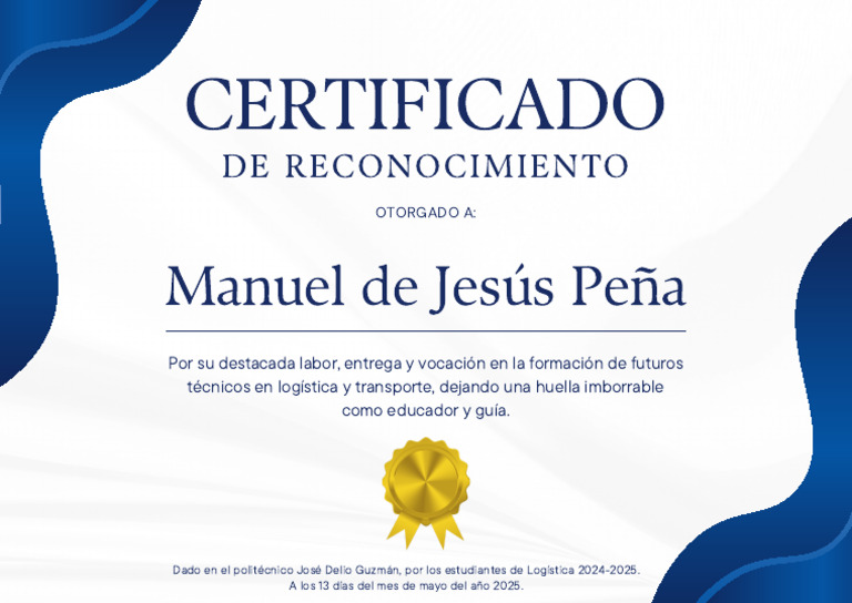 Certificado Manuel Peña | PDF
