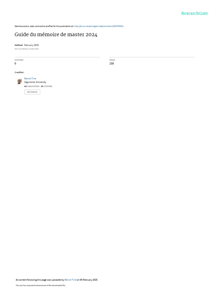 Guide Du Memoire Master | PDF | Études sur le terrain | Science