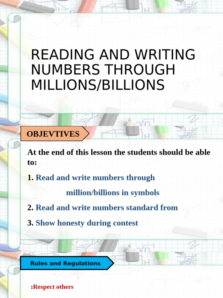 Reading and Writing Numbers Through Millions | PDF | Notation