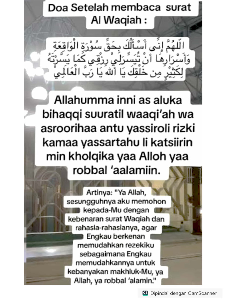 Doa Setelah Baca Al-Waqiah, Ar-Rahman, Al-Mulk | PDF