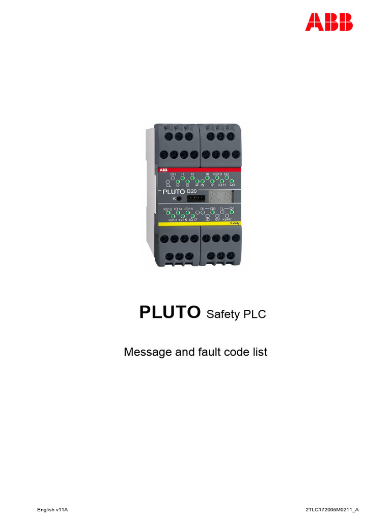 Pluto Safety PLC - Jakobsensor - Message and Fault Code List | PDF ...