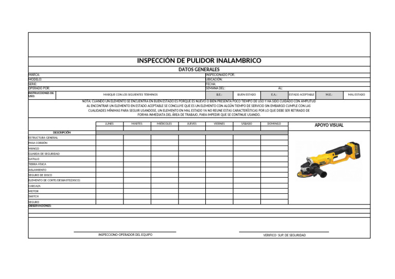 Inspección de Pulidor Inalámbrico | PDF