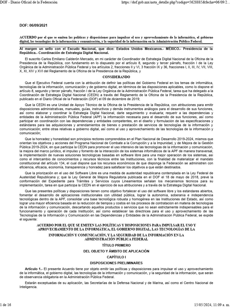 Políticas de Informática en el Gobierno Federal | PDF | La seguridad ...