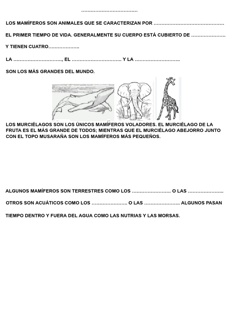 Mamiferos - Actividad | PDF