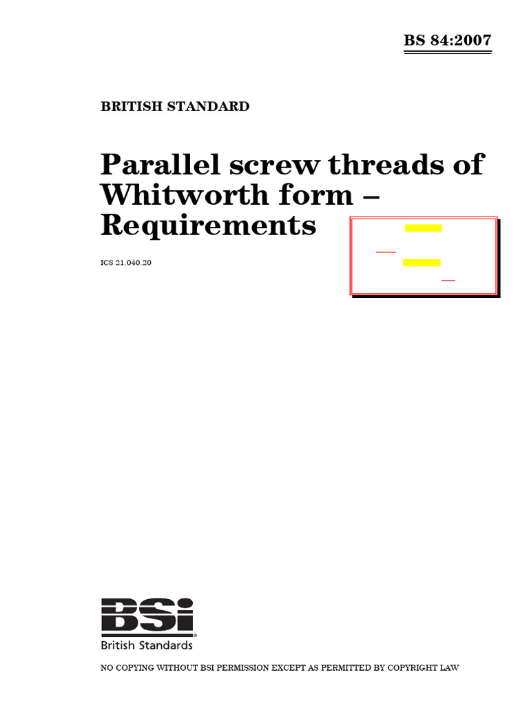 BS 84_Whitworth | PDF | Screw | Metalworking