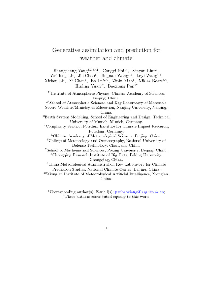 Generative Assimilation for Weather Prediction | PDF | Machine Learning ...
