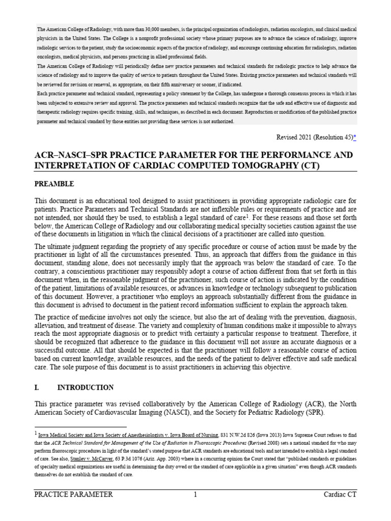 ACR Practice Guidelines For Cardiac CT | PDF | Ct Scan | Heart
