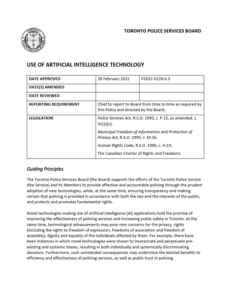 AI Governance in Policing Policy | PDF | Artificial Intelligence ...
