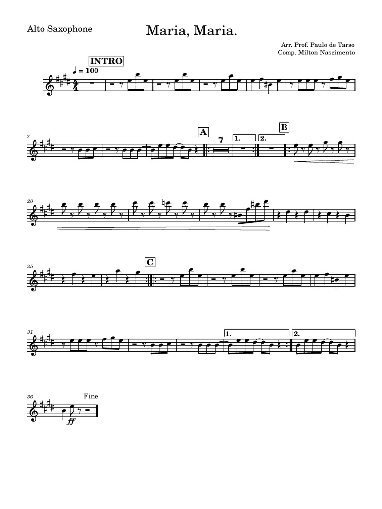 Maria Maria-Alto - Saxophone | PDF