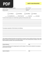 Employee Safety Violation Form | PDF