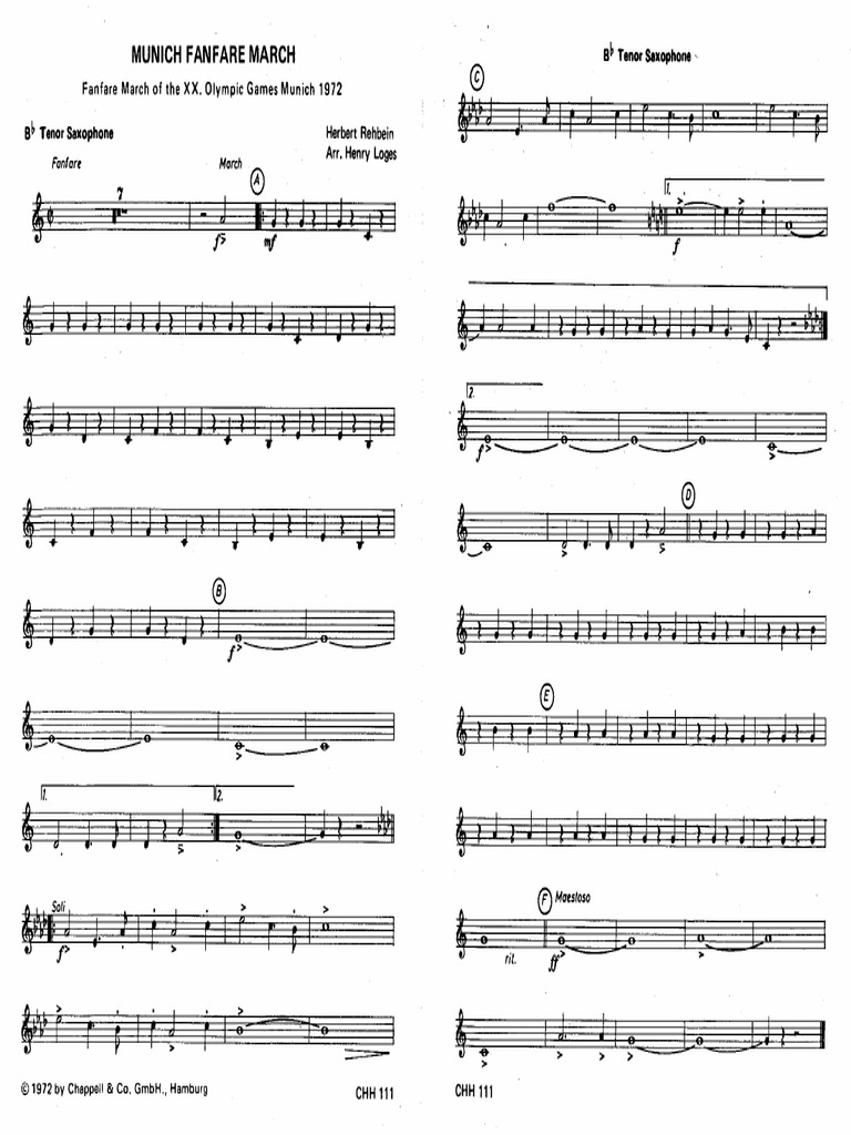 Munich Fanfare March Tenor Saxophone | PDF