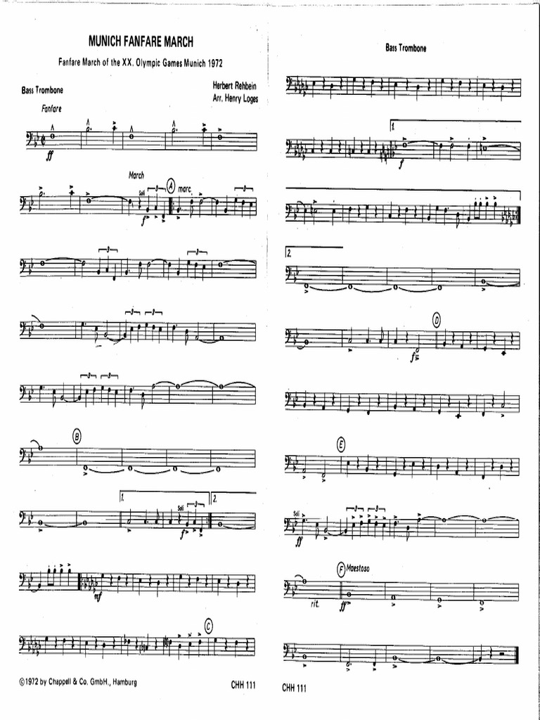 Munich Fanfare March Bass Trombone | PDF