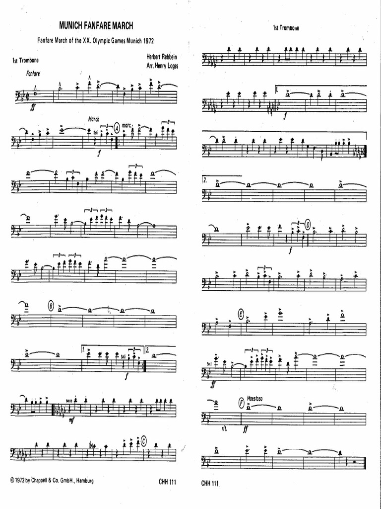 Munich Fanfare March 1st Trombone | PDF