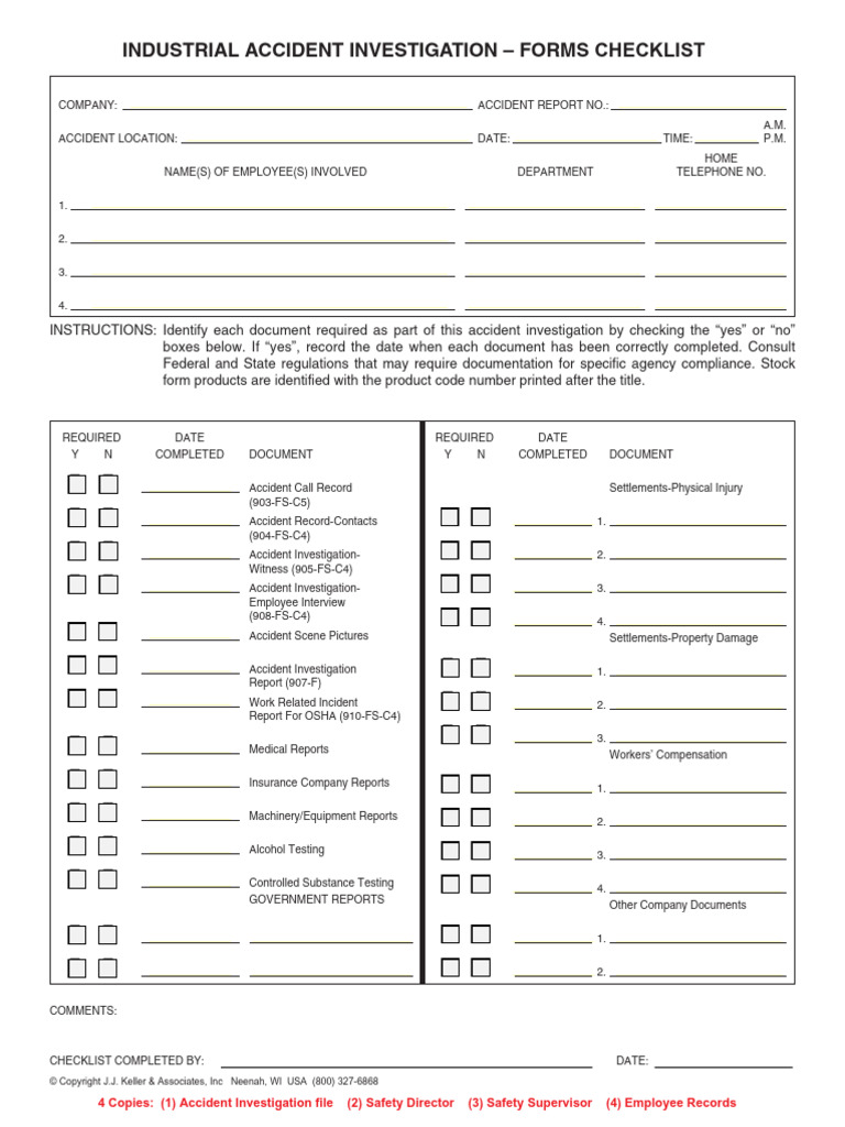 Accident Investigation Forms Checklist | PDF | Workplace | Labor Relations