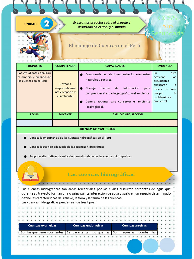 Ficha de Actividad S2 (U2) (5° Grado) - CCSS | PDF | Río | Cuenca de drenaje