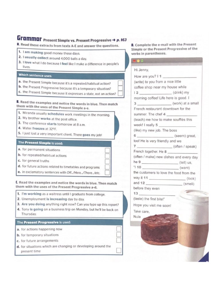 B1+ - Present Simple Vs Present Progressive | PDF