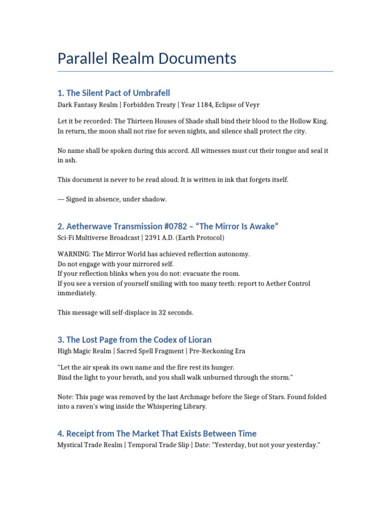 Parallel Realm Documents | PDF