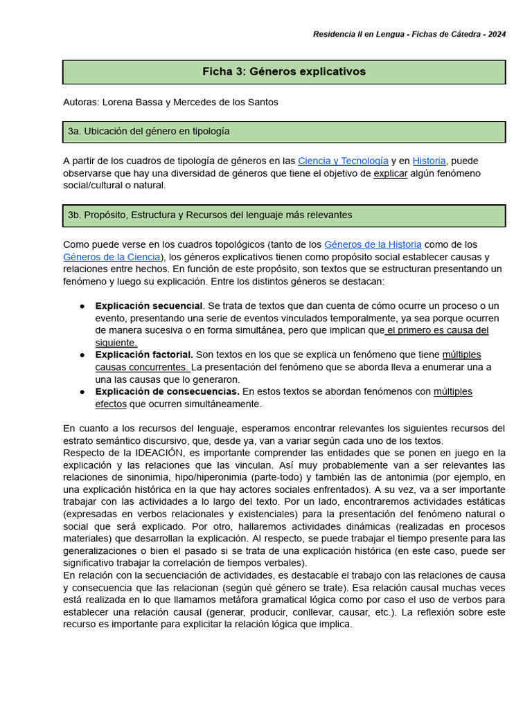 Ficha 3. G-Neros Explicativos | PDF | Pronombre | Verbo
