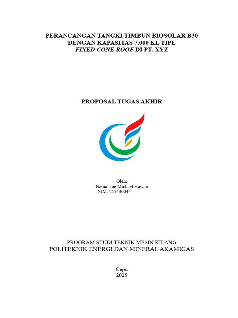 Desain Tangki Biosolar B30 7000 KL | PDF
