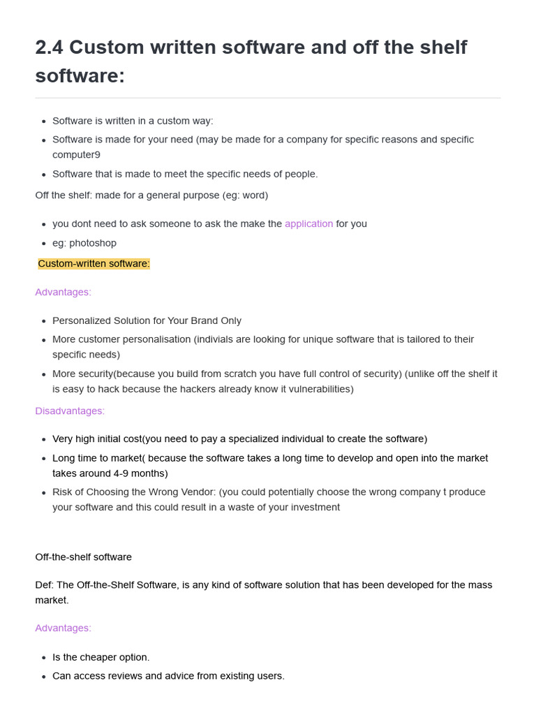 2.4 Custom written software and off the shelf software_ | PDF
