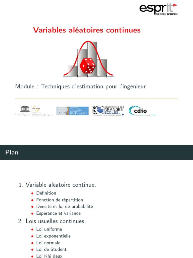 Variables Aléatoires Continues et Lois Probabilistes | PDF | Loi ...
