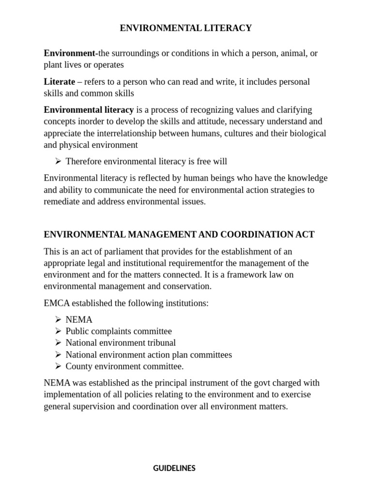 Environmental Literacy-1 | PDF | Waste Management | Air Pollution