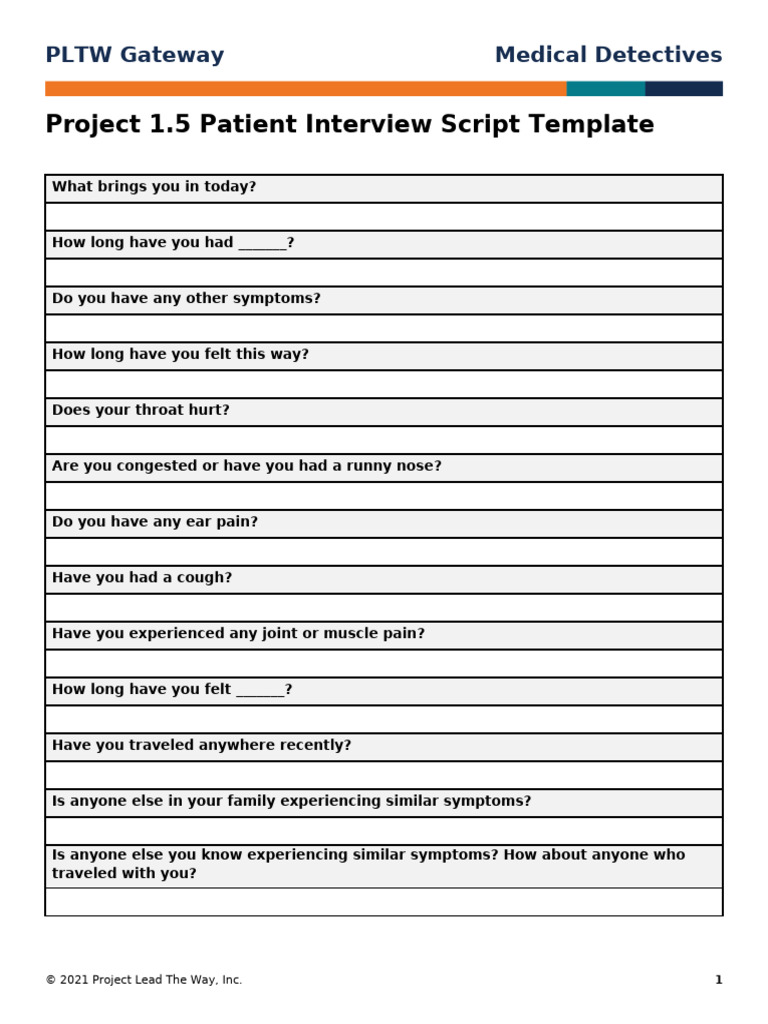 Patient Interview Script Template | PDF