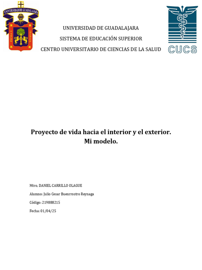 Proyecto de Vida Hacia El Interior y El Exterior. Mi modelo-BRJC | PDF