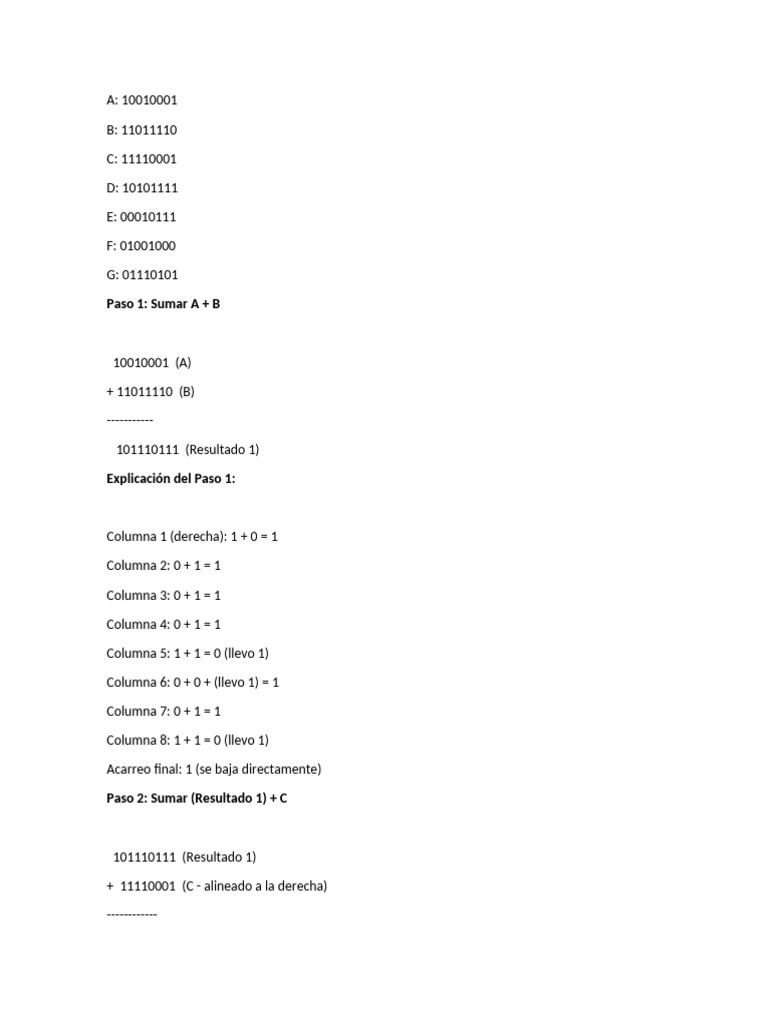 Suma Binaria Con Explicación | PDF | Aritmética | Matemáticas