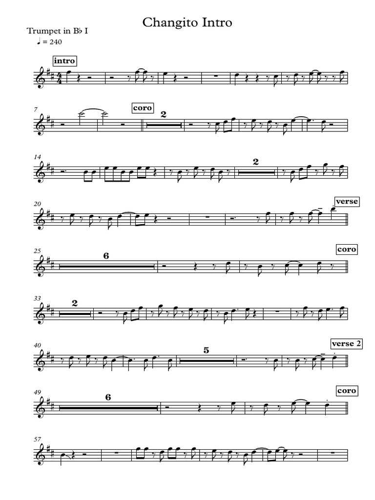 Changito Intro - Trumpet in BB I | PDF