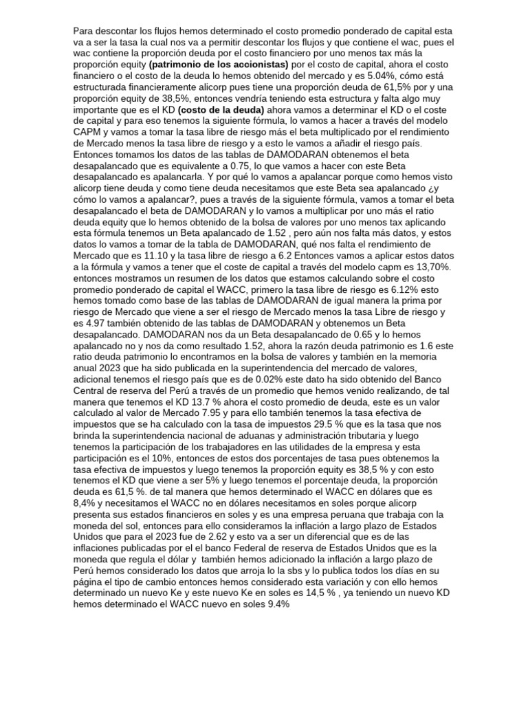 Explicacion CAPM Y WACC | PDF | Modelo de fijación de precios de activos de capital | Deuda
