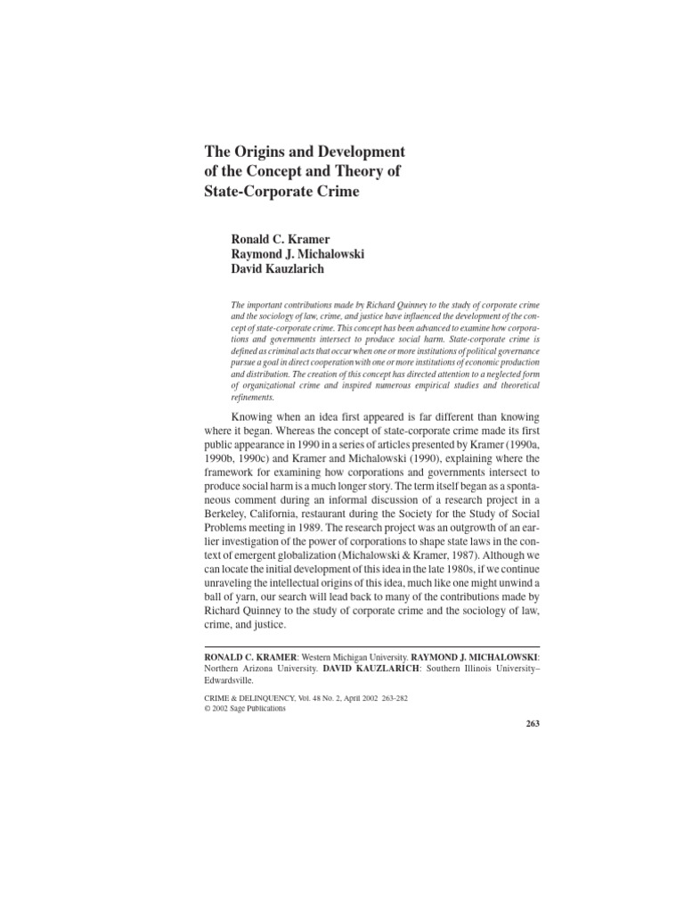 Understanding State-Corporate Crime Theory | PDF | Crimes | Crime ...