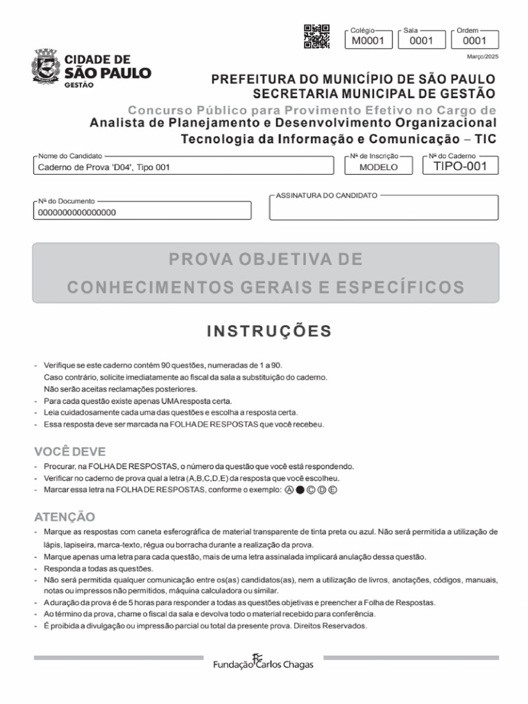 FCC 2025 Prefeitura de Sao Paulo SP Analista de Planejamento e ...