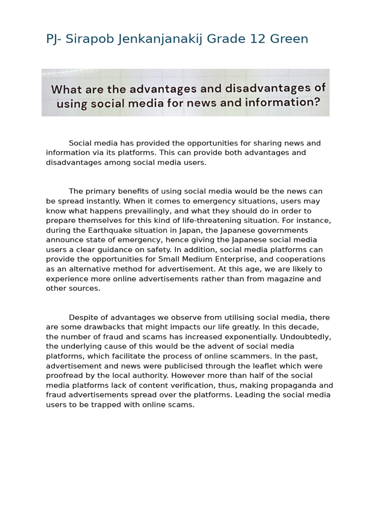 IELTS Writing Task 2 - Social Media Advantages and Disadvantages Model ...