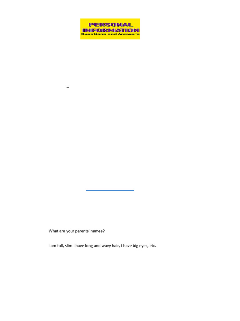 Personal Information Questionnaire 2 | PDF