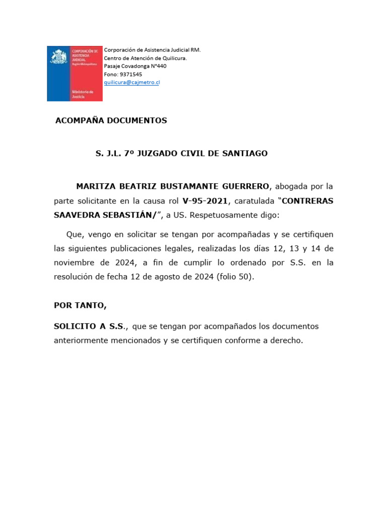 Acompaña Documentos: Quilicura@cajmetro - CL | PDF