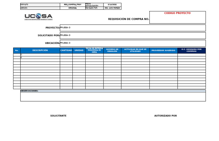 Formato de Requisiciones 14052025 | PDF