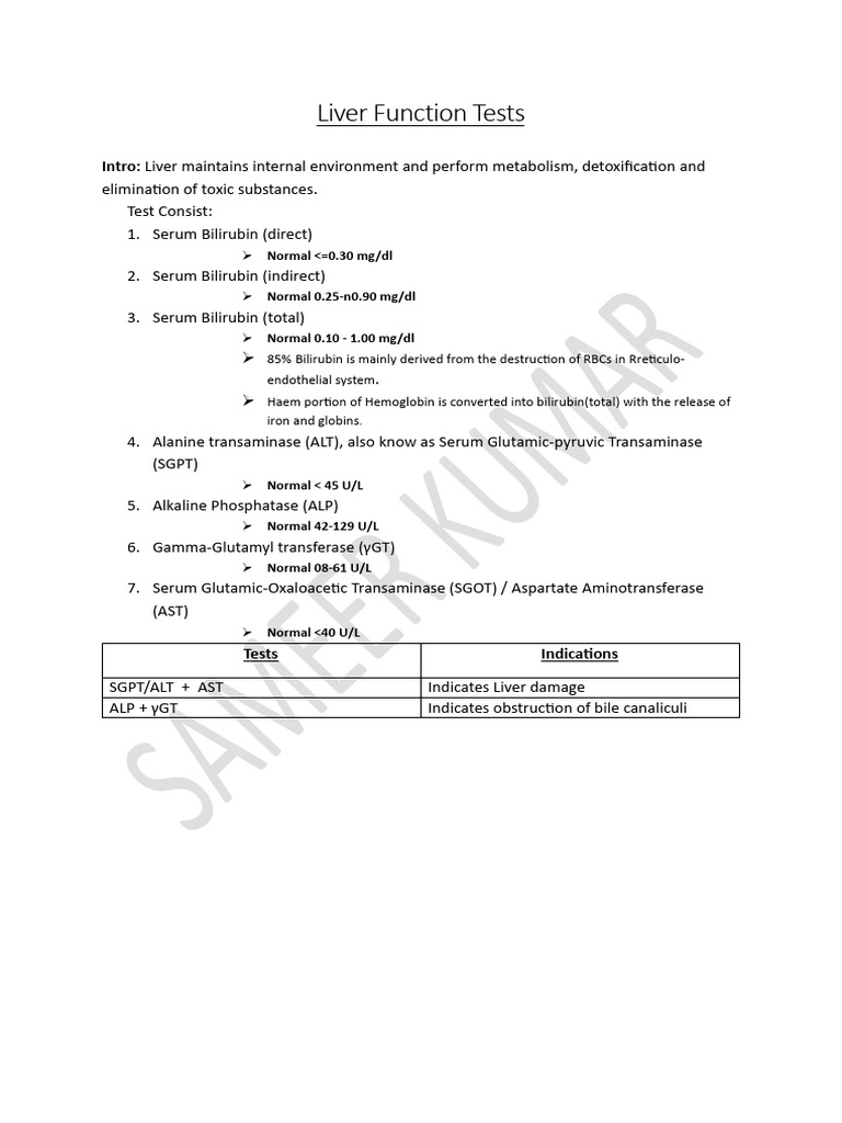 Liver Function Tests | PDF