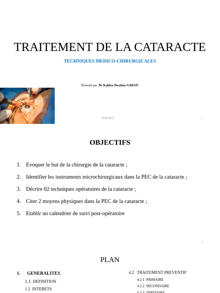 Techniques de traitement de la cataracte | PDF | Cataracte | Anesthésie