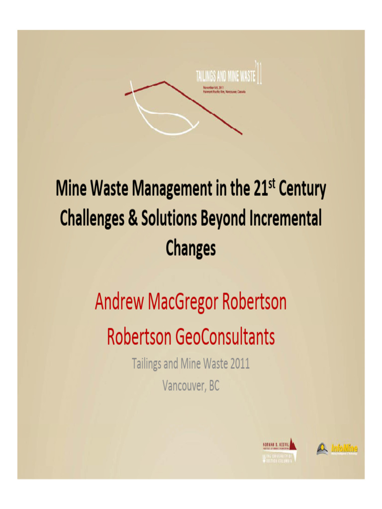 Mine Waste Management 21st Century | PDF | Mining | Dam