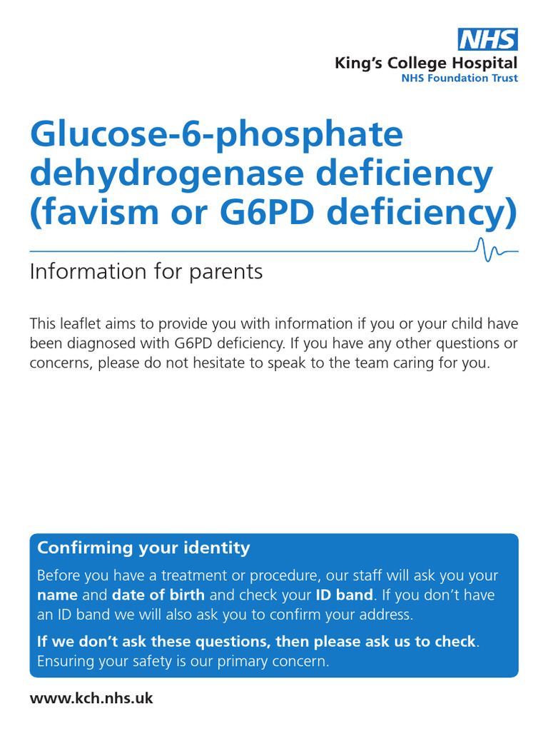 PL 296.2 Glucose 6 Phosphate Dehydrogenase Deficiency Favism or g6pd ...