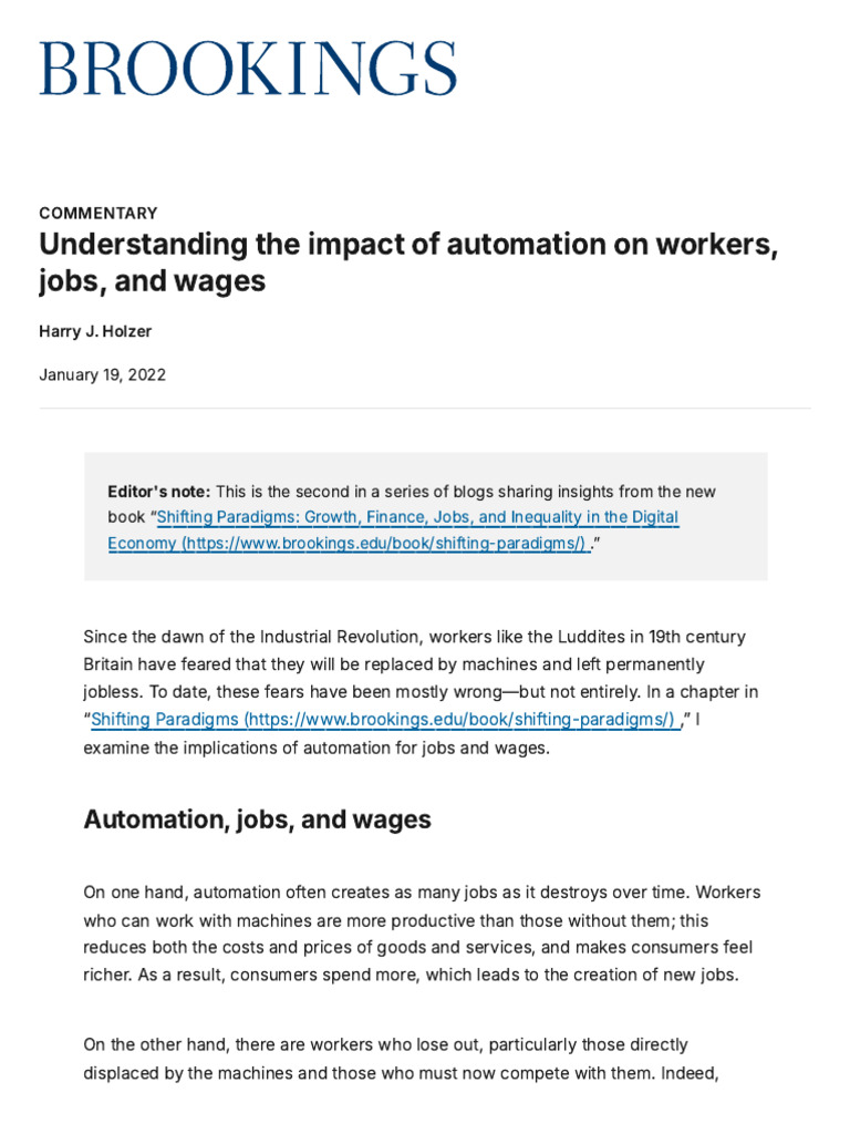 Impact of Automation on Jobs and Wages | PDF | Automation | Employment