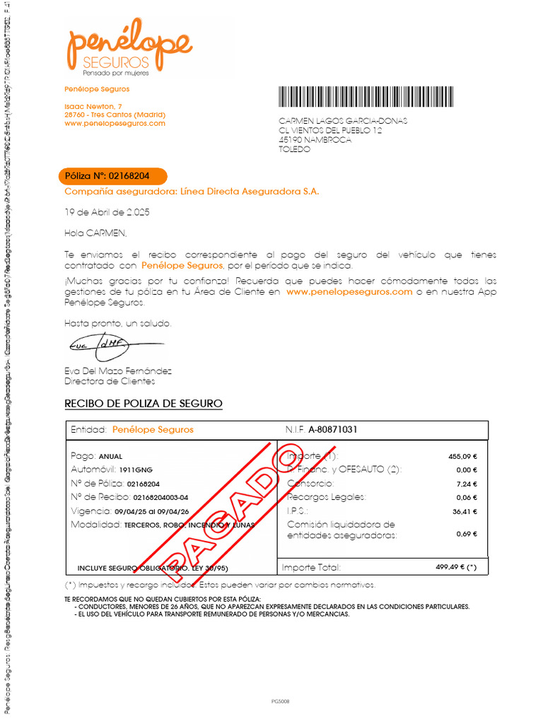 Recibo | PDF | Seguro | Póliza de seguros