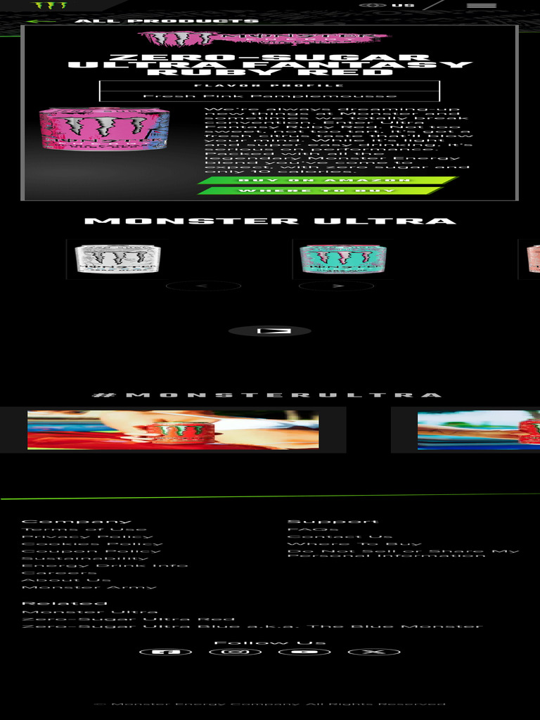 Ultra Fantasy Ruby Red Monster Ultra Zero-Sugar Energy Drinks | PDF
