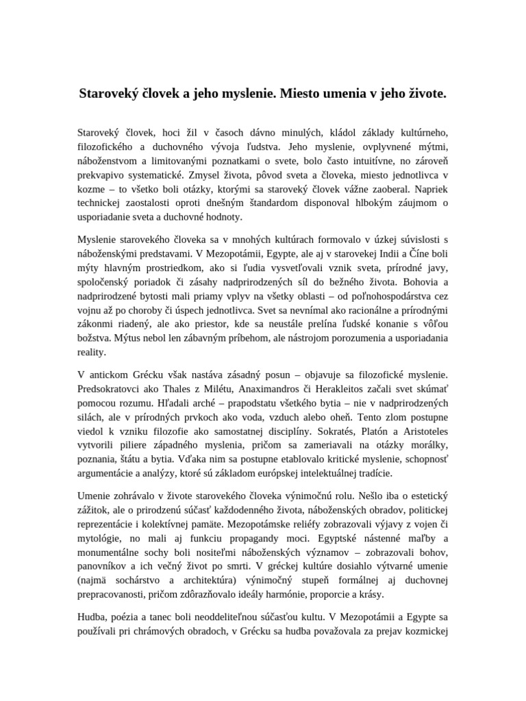 Staroveky Clovek A Umenie | PDF